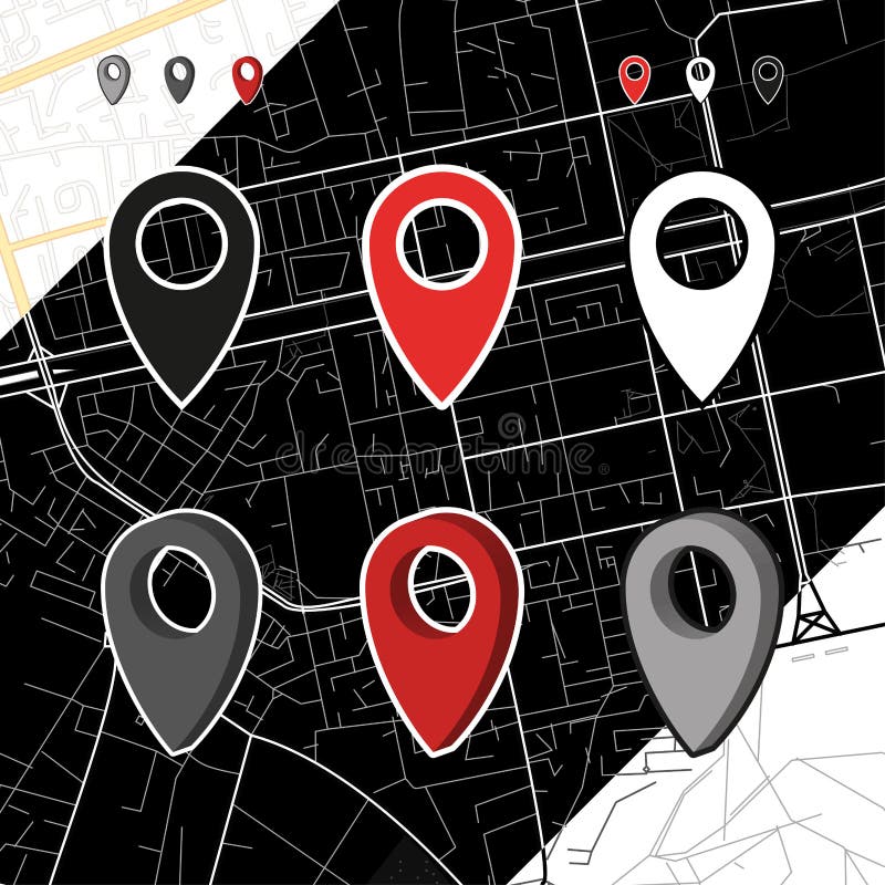 Pointers on map stock vector. Illustration of business - 235501742