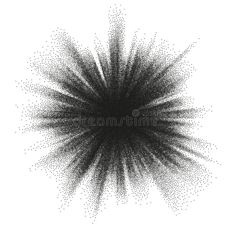 Pointillism Burst Dots Pattern. Sunburst Abstract Monochrome Dotted ...