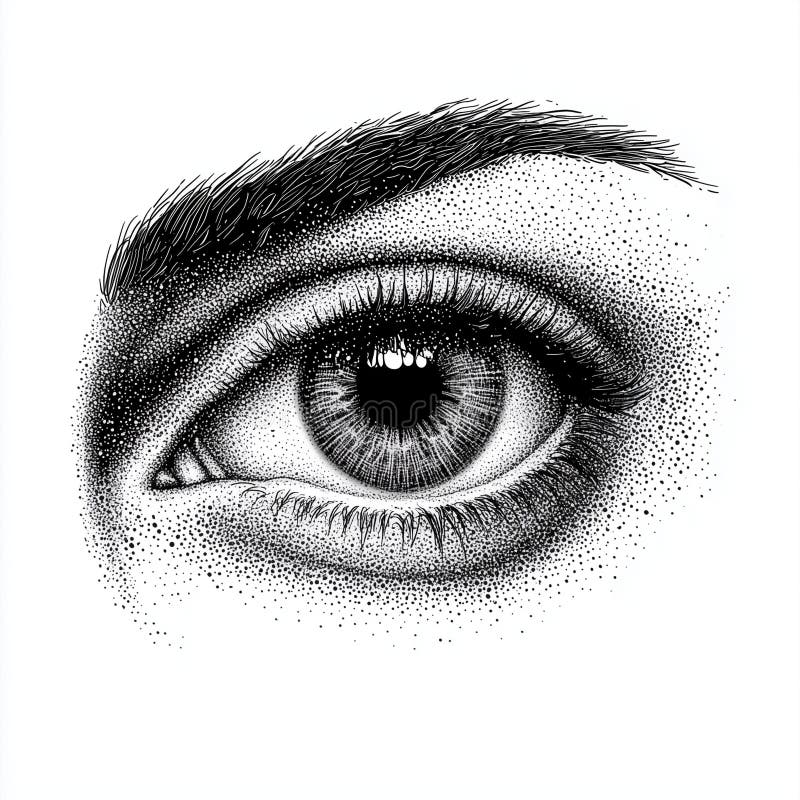 Pointillism Eye Illustration Showcasing Intricate Textures Stock ...