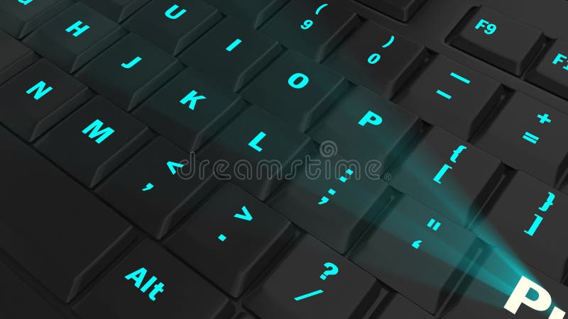 Pointing on Blue Glowing Push Key Stock Footage - Video of laptop ...