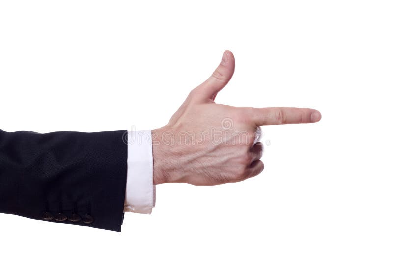 Pointing Business Man Hand, Isolated on White Back Stock Image - Image ...