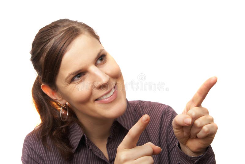 Pointing business woman stock image. Image of isolated - 7470311
