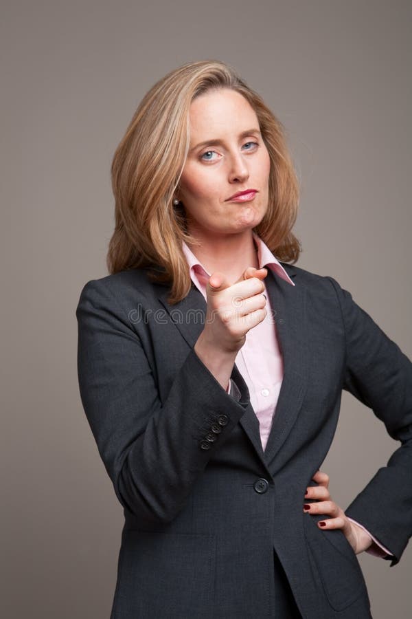 Authoritative Woman in Striped Shirt Stock Photo - Image of colour ...