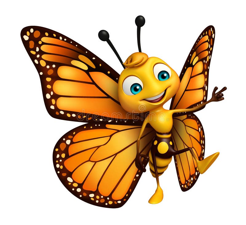 Pointing Butterfly Cartoon Character Stock Illustration - Illustration ...