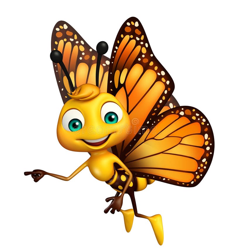 Pointing Butterfly Cartoon Character Stock Illustration - Illustration ...