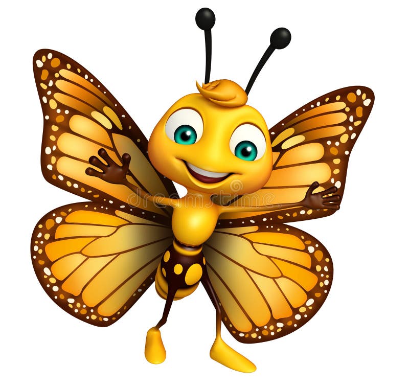 Pointing Butterfly Cartoon Character Stock Illustration - Illustration ...