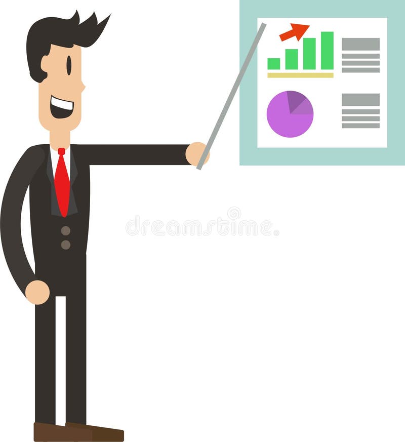 Business Man Pointing at Chart Stock Illustration - Illustration of ...