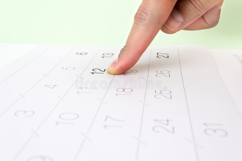 Pointing the Citation on the Calendar Stock Image - Image of person ...