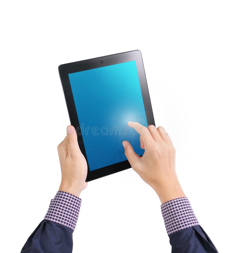 Pointing on Contemporary Digital Tablet Stock Photo - Image of empty ...