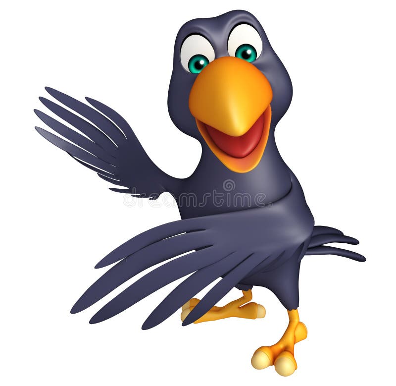 Pointing Crow Cartoon Character Stock Illustration - Illustration of ...