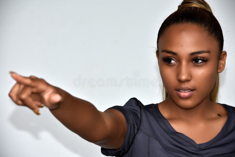 A Pointing Cute Girl stock photo. Image of female, guidance - 261257582
