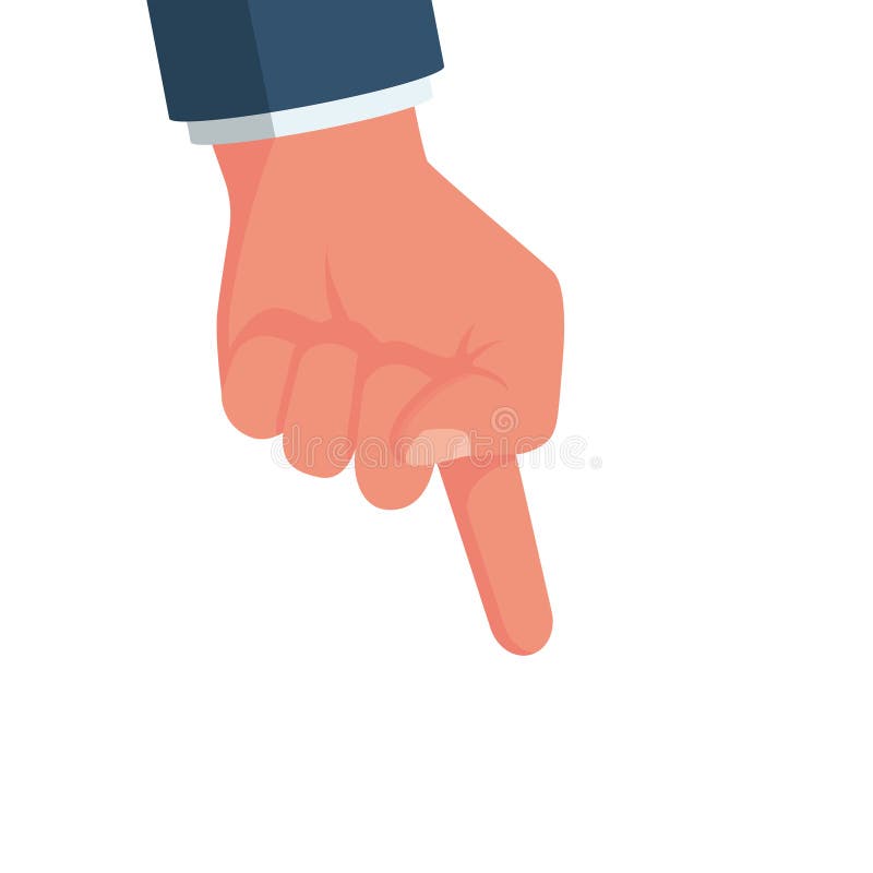 Pointing Down. the Man S Thumb Points Down. Show Direction Stock Vector ...
