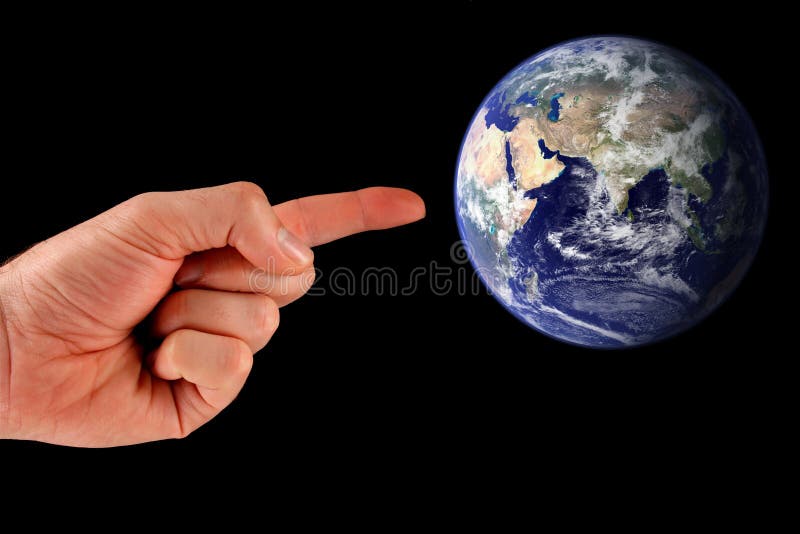 Pointing at Earth stock image. Image of blue, earth, globe - 11870901