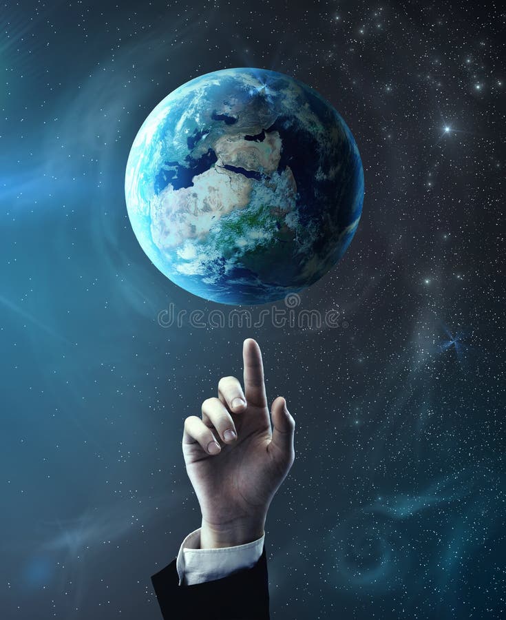 Pointing at earth stock image. Image of palm, business - 32142269