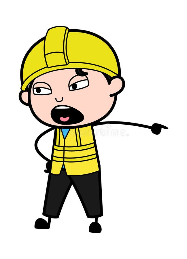 Pointing Engineer Cartoon Illustration Stock Illustration ...