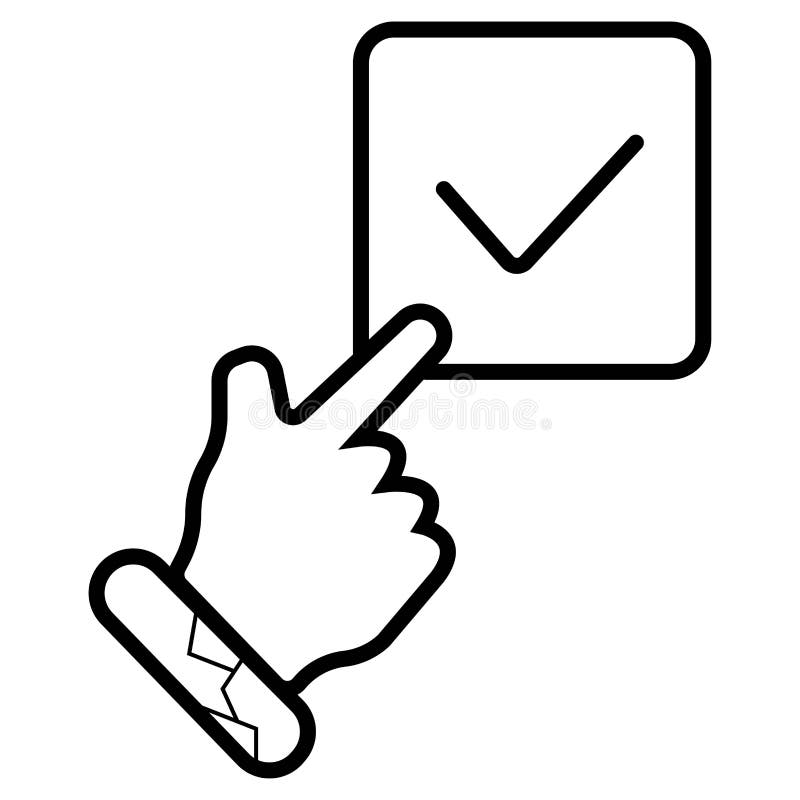 Pointing Finger with a Check Mark Stock Illustration - Illustration of ...