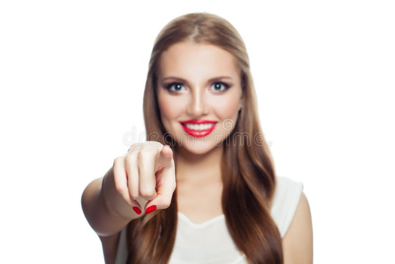 Pointing Finger. Female Model Pointing Isolated on White Background ... Pointing Finger. Female Model Pointing Isolated on White Background ...