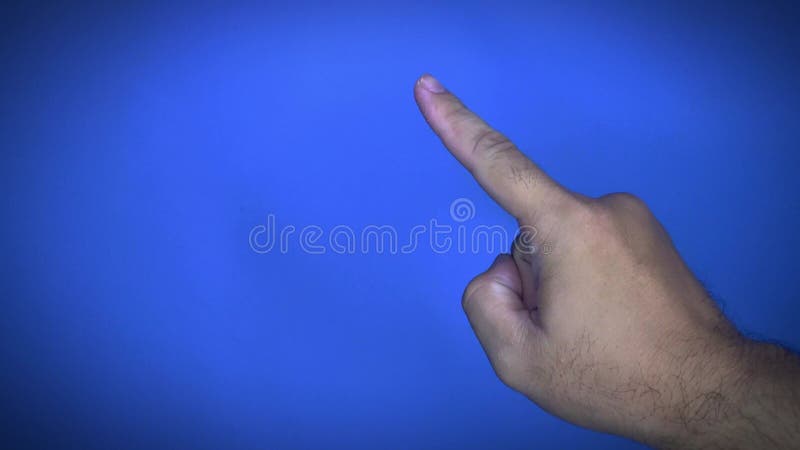 Pointing Finger Gesture on a Blue Background Stock Footage - Video of ...