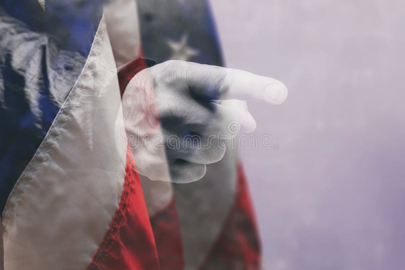 Pointing Finger Hand Gesture Backdrop American Flag Concept Double ...