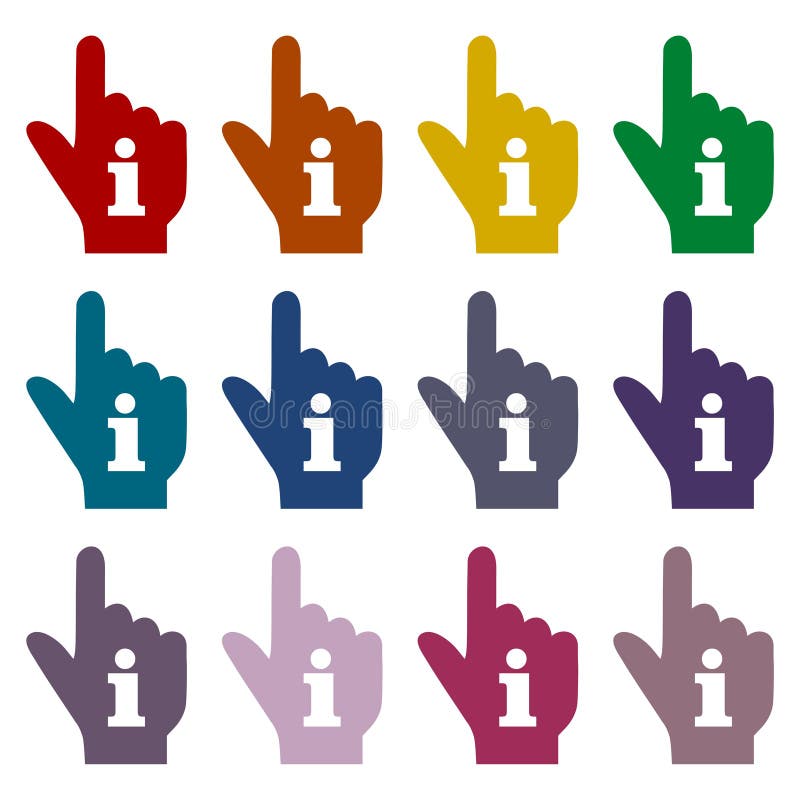Pointing Finger Hand with an Info Sign Set Stock Vector - Illustration ...