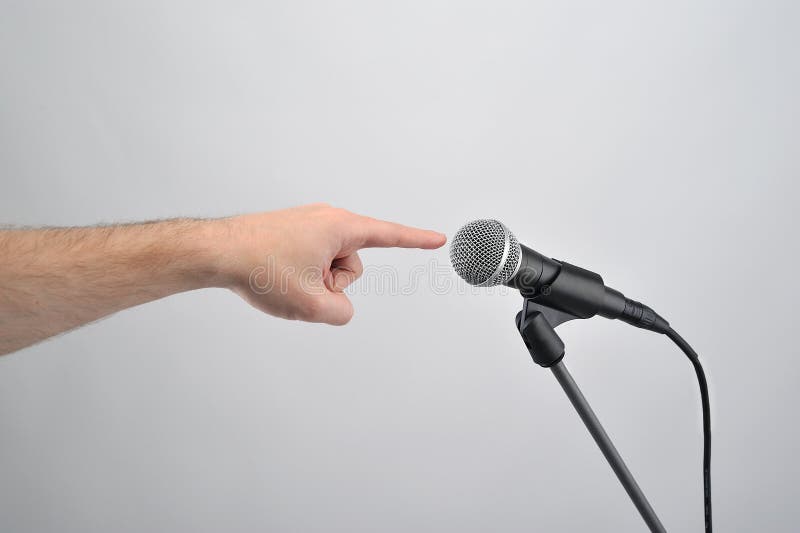 Pointing Finger with Microphone Stock Photo - Image of talk, media ...