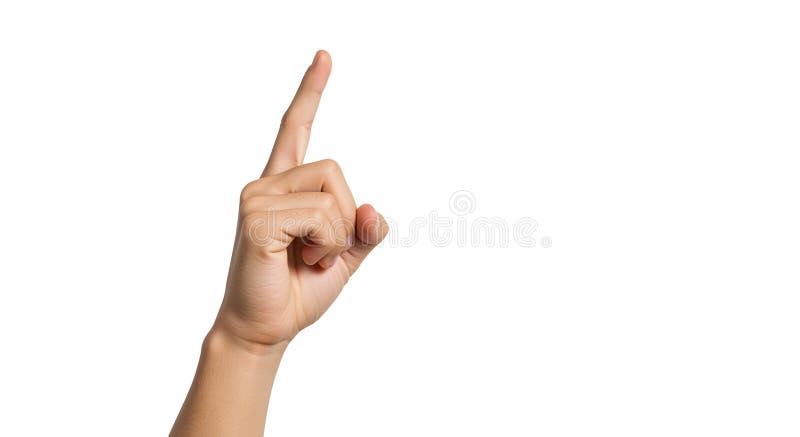 Pointing Finger Up Gesture Isolated on White Background Stock ...
