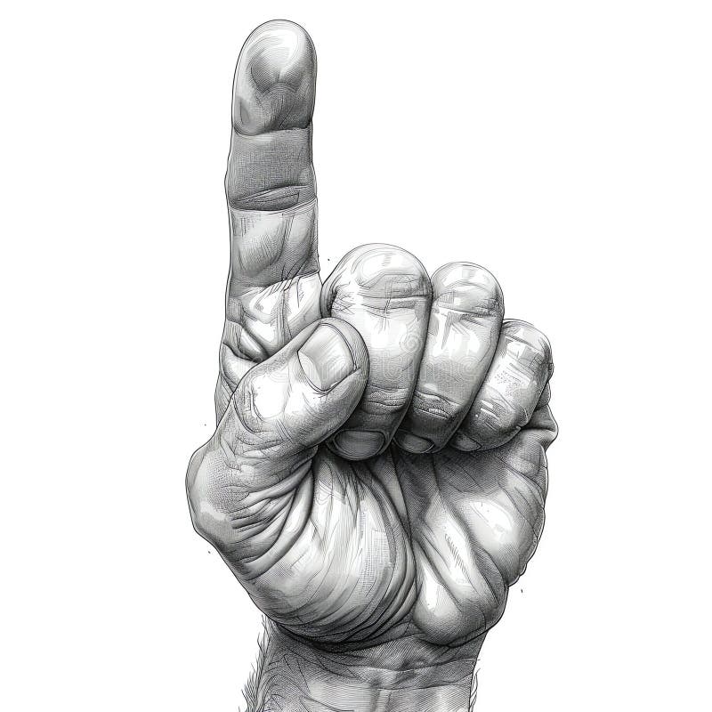 Pointing Finger Up. Vintage Engraved Hand Gesture Illustration Stock Illustration - Illustration ...