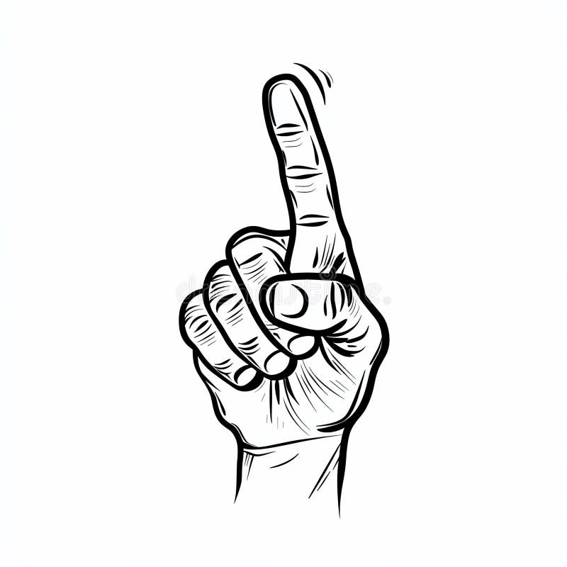 Pointing Finger Up. Vintage Engraved Hand Gesture Illustration Stock ...