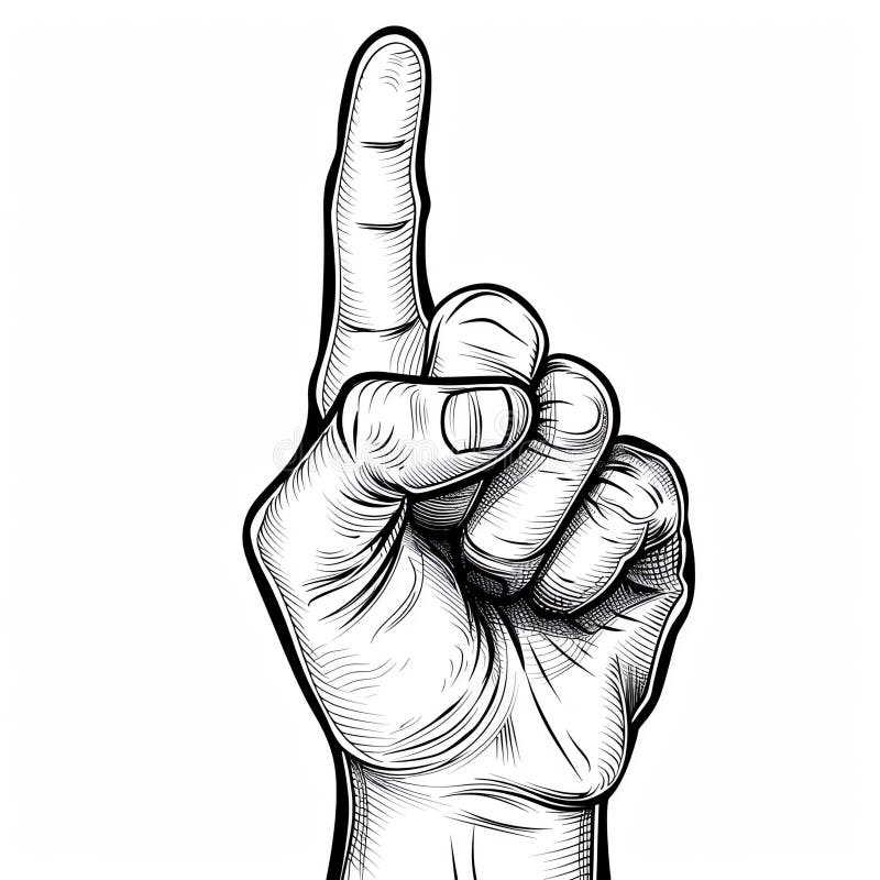 Pointing Finger Up. Vintage Engraved Hand Gesture Illustration Stock ...