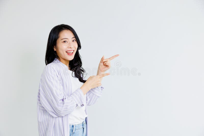 With pointing gesture stock photo. Image of tshirt, cardigan - 299912808