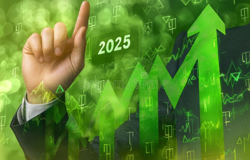 Pointing at a Growth Chart with the Years 2024 and 2025 in the Future ...