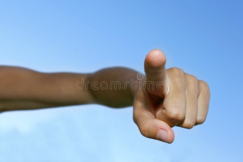 Pointing hand stock image. Image of close, blue, select - 2991369