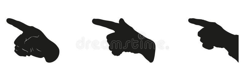 Pointing Hand Gestures in Silhouette Set. Directional Indication and ...