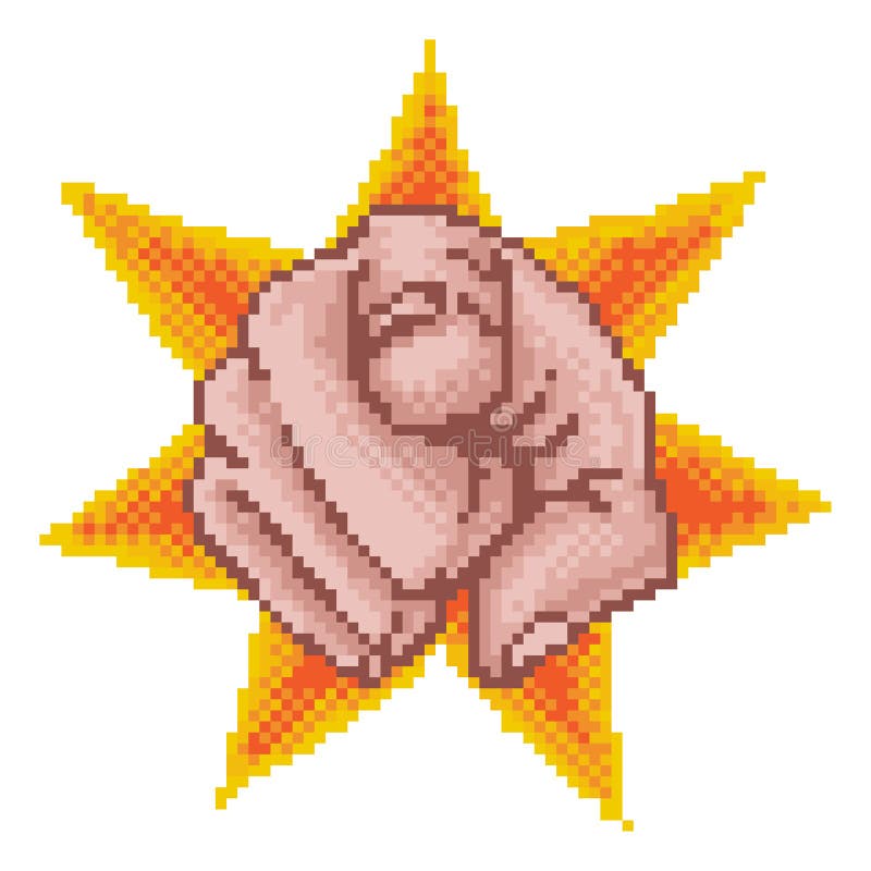 Pointing Hand Pixel Art stock vector. Illustration of style - 76318434