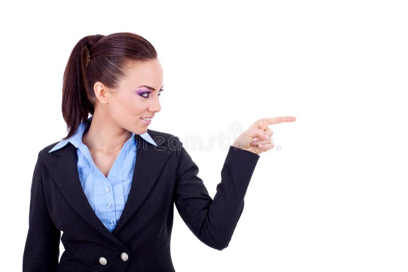 Pointing and Looking To the Side Stock Image - Image of looking, happy ...