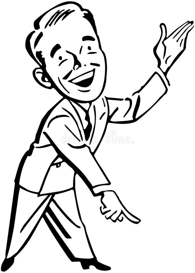 Pointing Man stock vector. Illustration of 1950s, speakers - 42095620