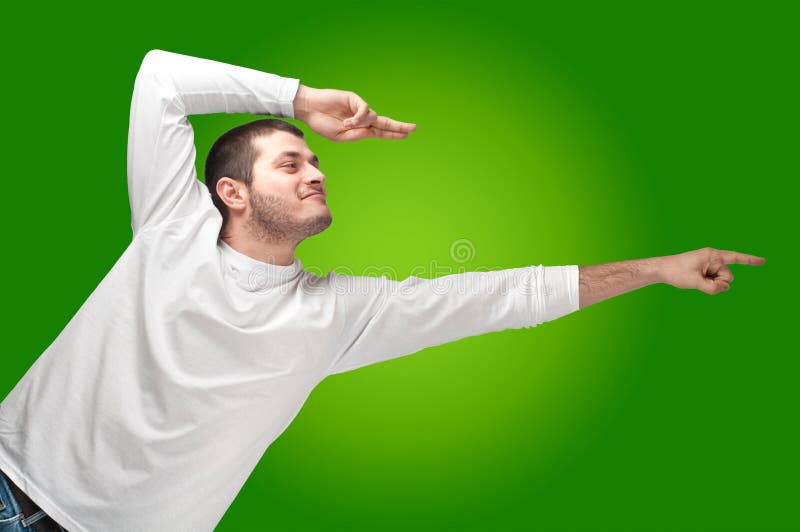 Pointing man stock photo. Image of modern, excited, grey - 40569616