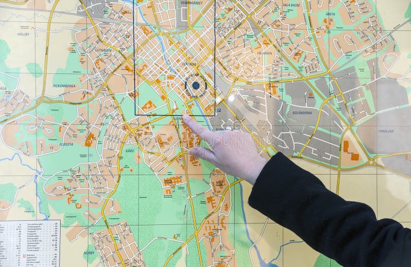 Pointing on map stock image. Image of finger, travel - 80217645