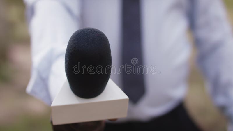 Pointing Microphone To the Camera. Interview Concept Stock Footage ...