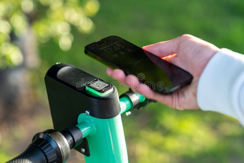 Pointing a Mobile-phone Camera To Scan a Rental Scooter S Printed Code ...