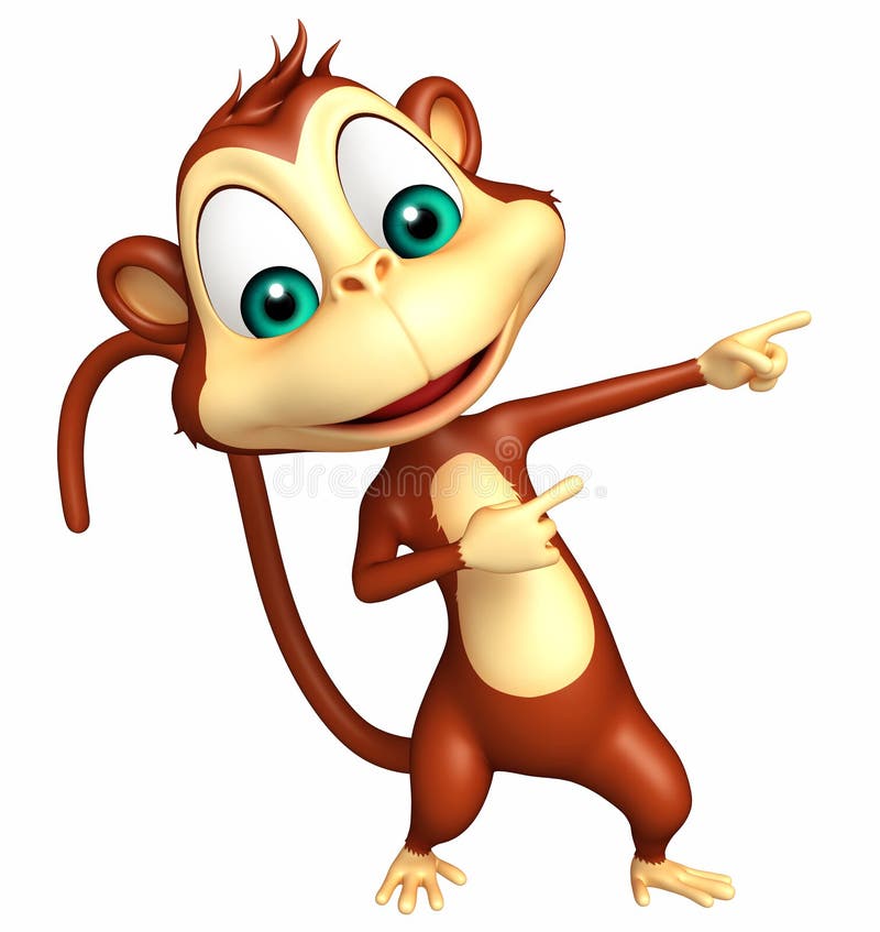 Pointing Monkey Cartoon Character Stock Illustration - Illustration of ...