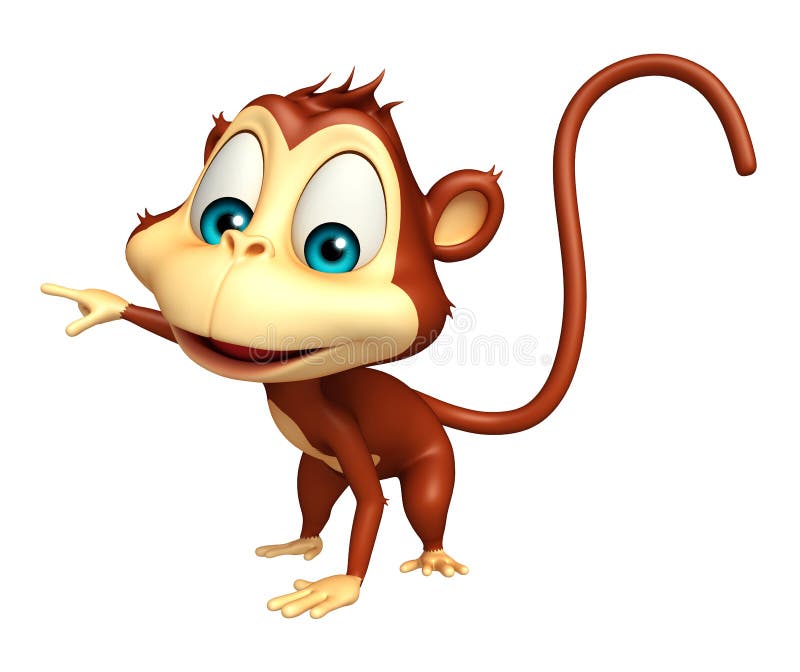 Pointing Monkey Cartoon Character Stock Illustration - Illustration of ...