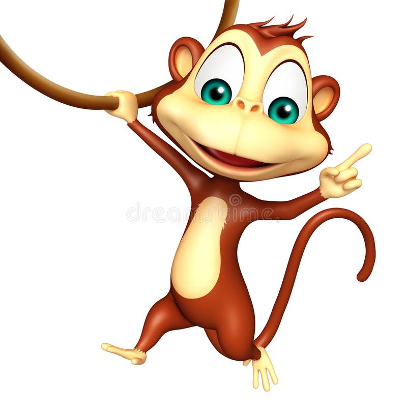 Pointing Monkey Cartoon Character Stock Illustration - Illustration of ...