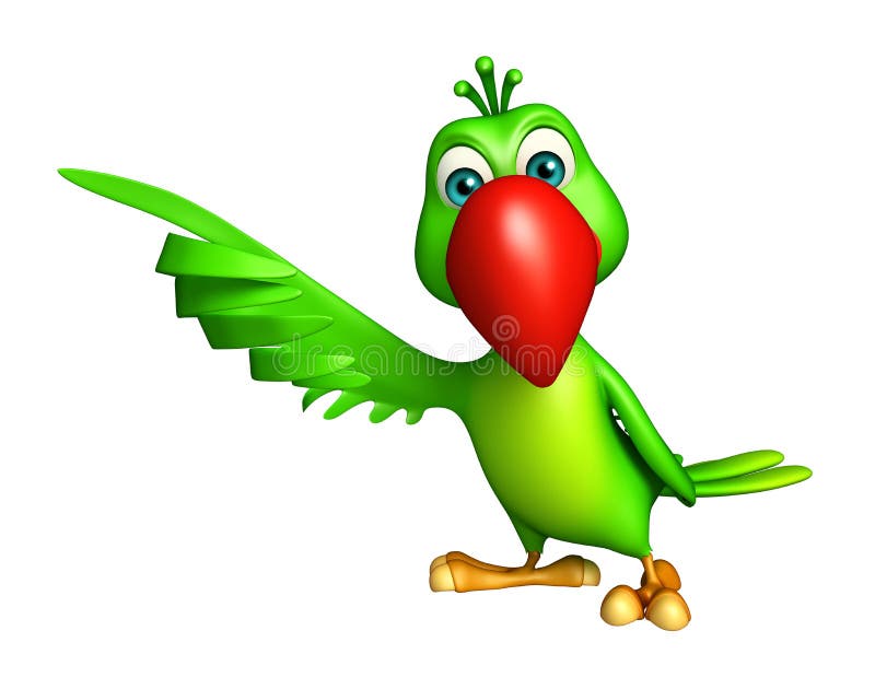 Pointing Parrot Cartoon Character Stock Illustration - Illustration of ...
