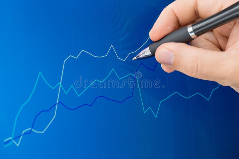 Pointing Pen at Chart Screen Stock Photo - Image of market, data: 45635802
