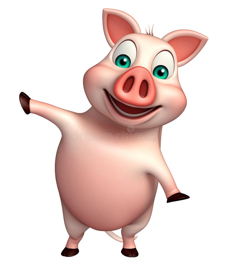 Pointing Pig Cartoon Character Stock Illustration - Illustration of ...