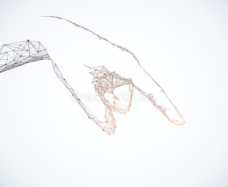 Pointing Polygonal Hand on White Background Stock Illustration ...