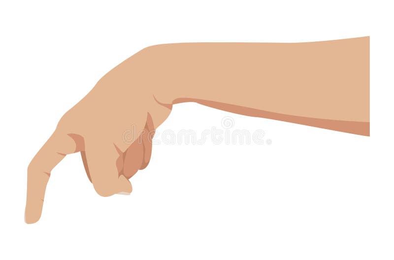 Pointing or Pressing Hand. Hand Touch. Tapping Finger. Isolated on ...
