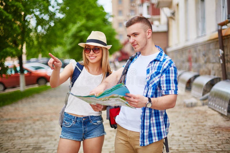 Pointing at sight stock image. Image of handsome, girlfriend - 56008891