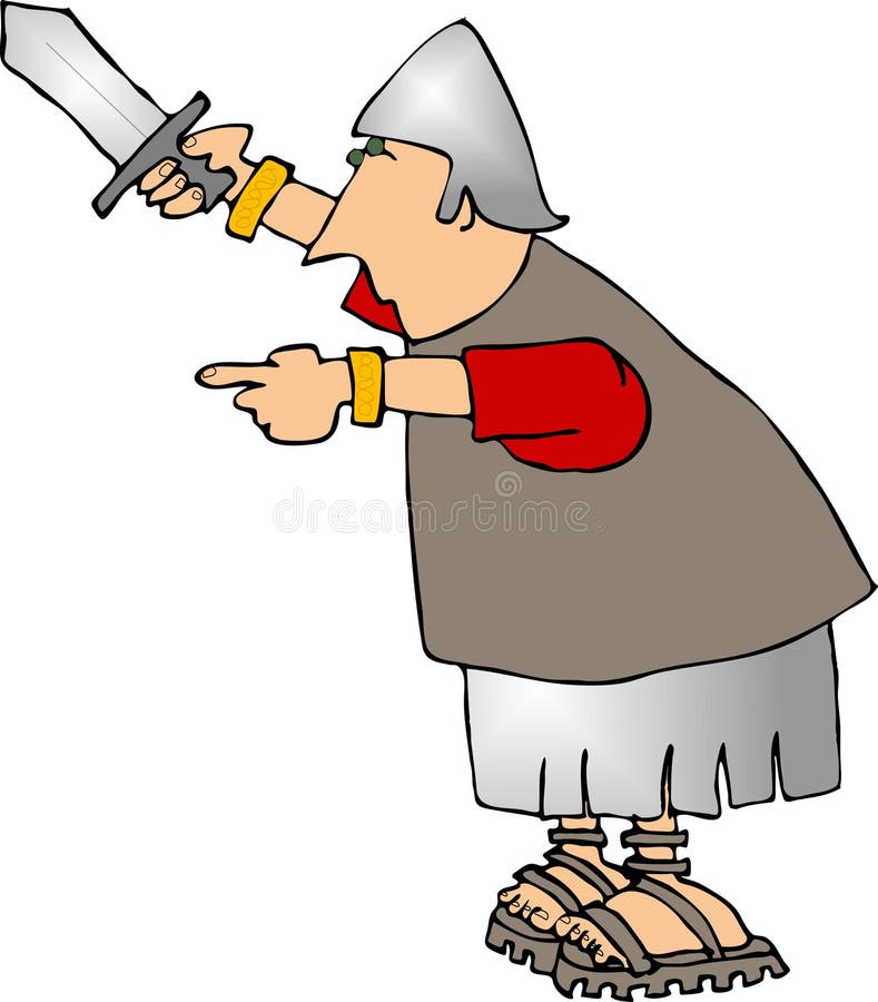 Pointing Soldier with a Sword Stock Illustration - Illustration of ...